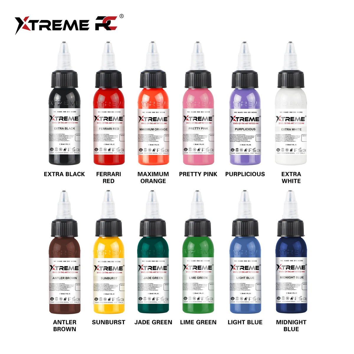 12 Color Basic Set | Xtreme Inks – worldwidetattoo.ca