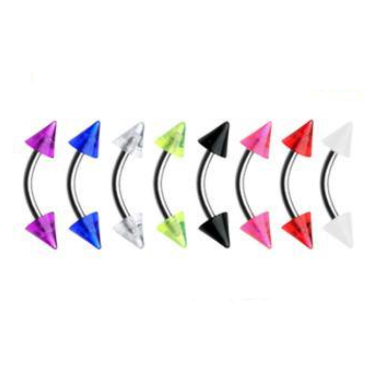 Mulitcolor Curved Barbells with Cones | Stainless Steel Piercing Jewel ...